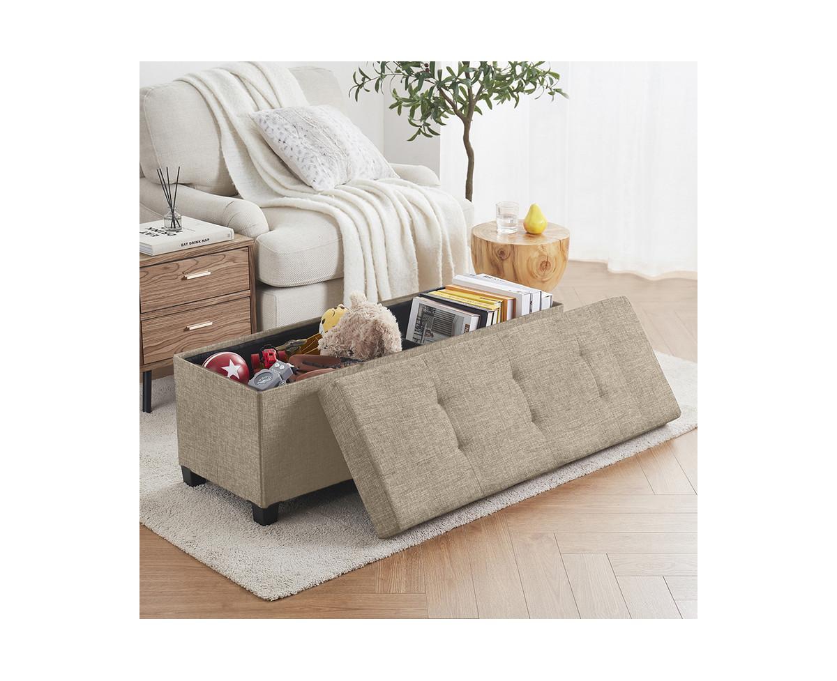 Click here for Ornavo Home Foldable Tufted 43 Inch Long Linen Ben... prices