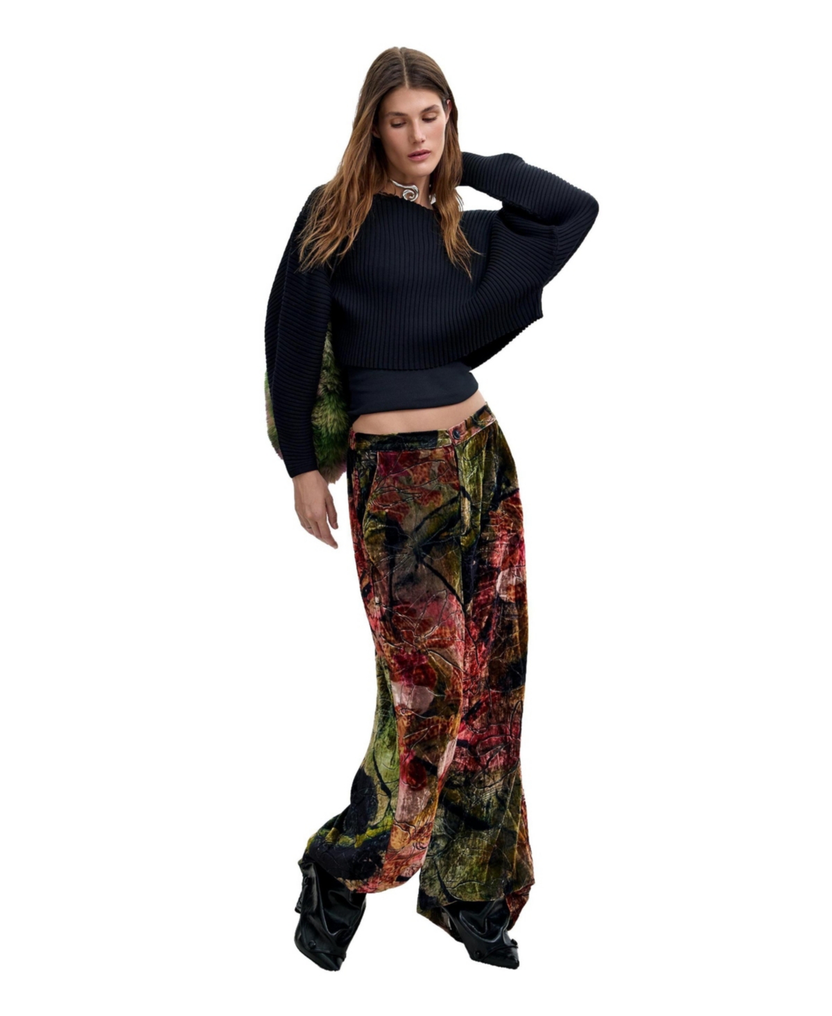 Click here for Desigual Womens M. C. Lacroix Wide-Leg Velvet Trou... prices