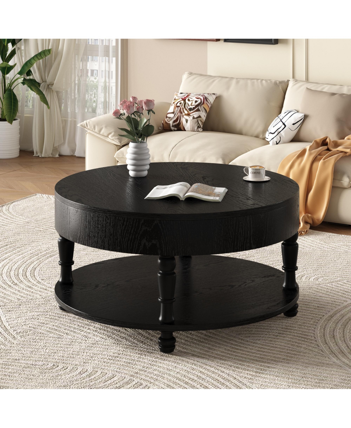 Click here for Clihome 31.5 Modern Round Coffee Table with Storag... prices