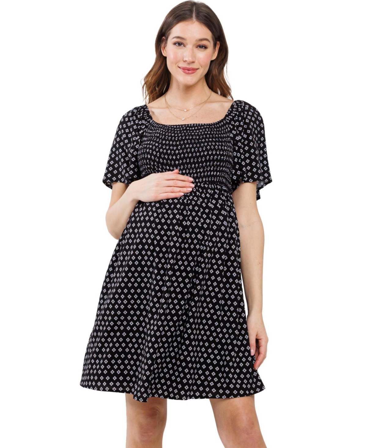 Click here for Hello Miz Maternity Square-Neck Flutter-Sleeve Emp... prices
