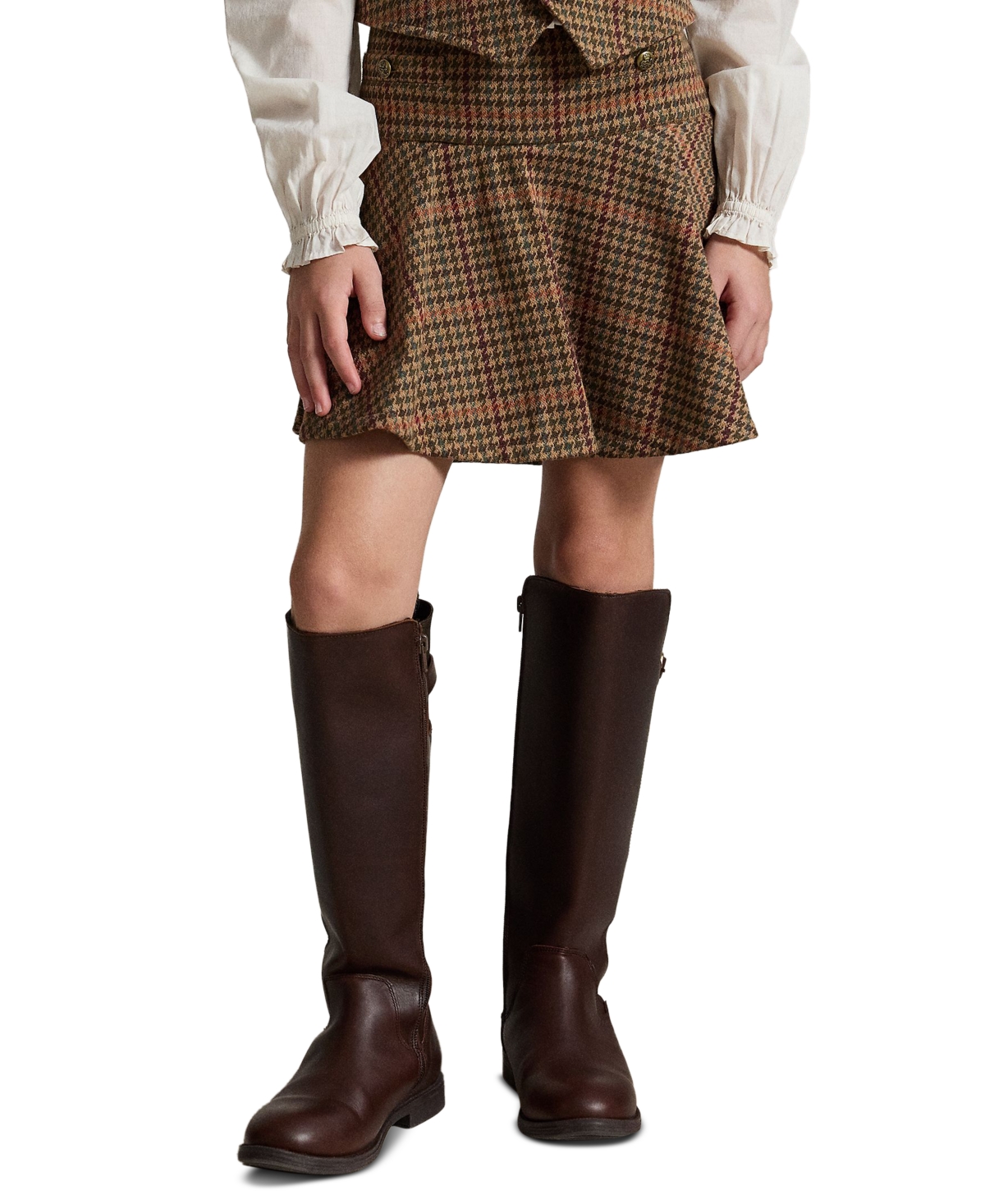 Click here for Polo Ralph Lauren Girls 7-16 Plaid Double-Knit Sko... prices
