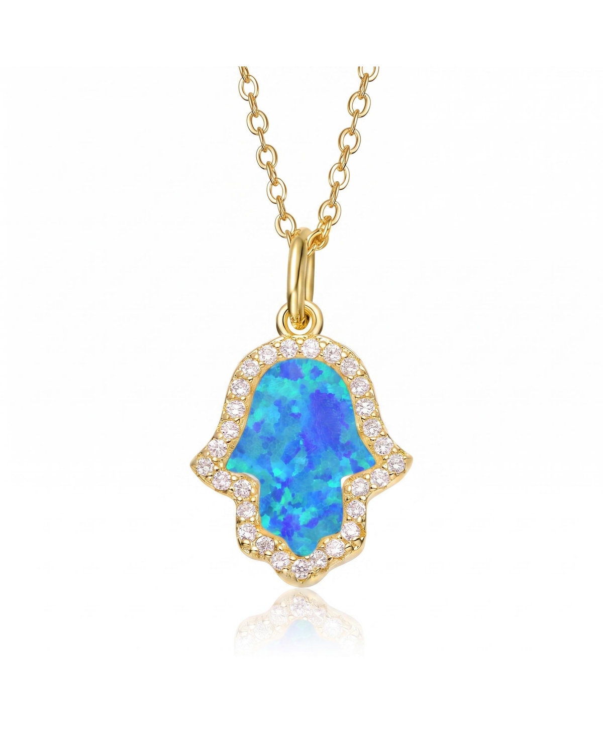 Click here for Rachel Glauber 14K Gold Plated Sparkling Hamsa Opa... prices