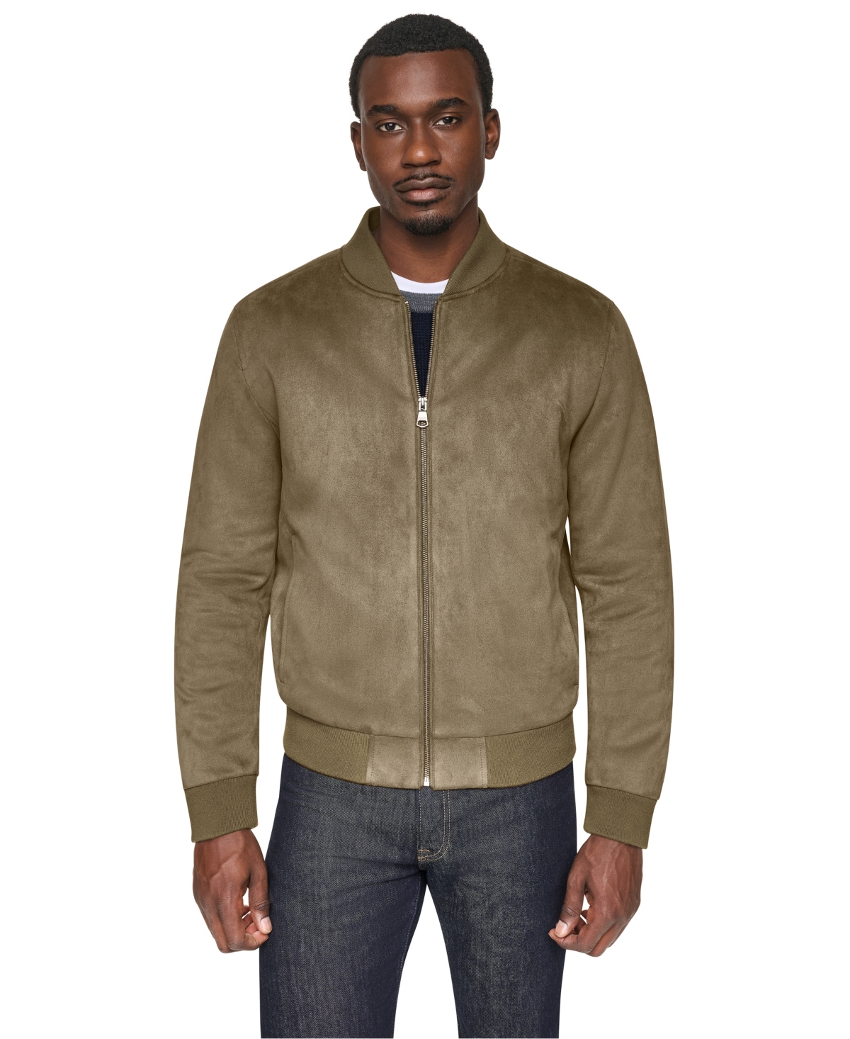 Click here for Dkny Mens Faux-Suede Bomber Jacket - Olive prices