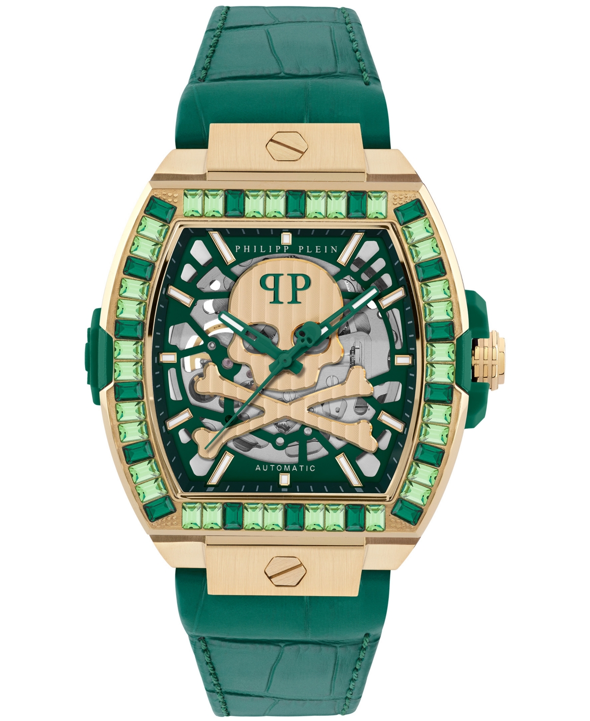 Click here for Philipp Plein The keleton 2.0 Mens Green Calf Leat... prices
