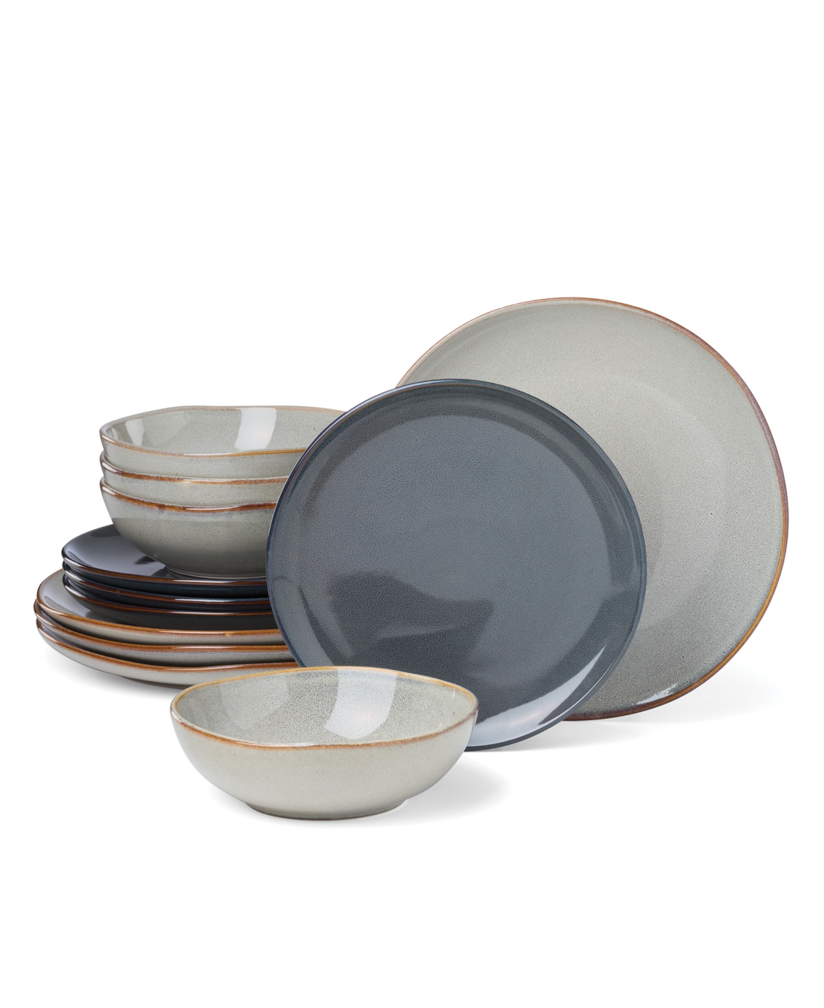 Click here for Oneida Shades Gray 12-Piece Dinnerware Set - Multi prices