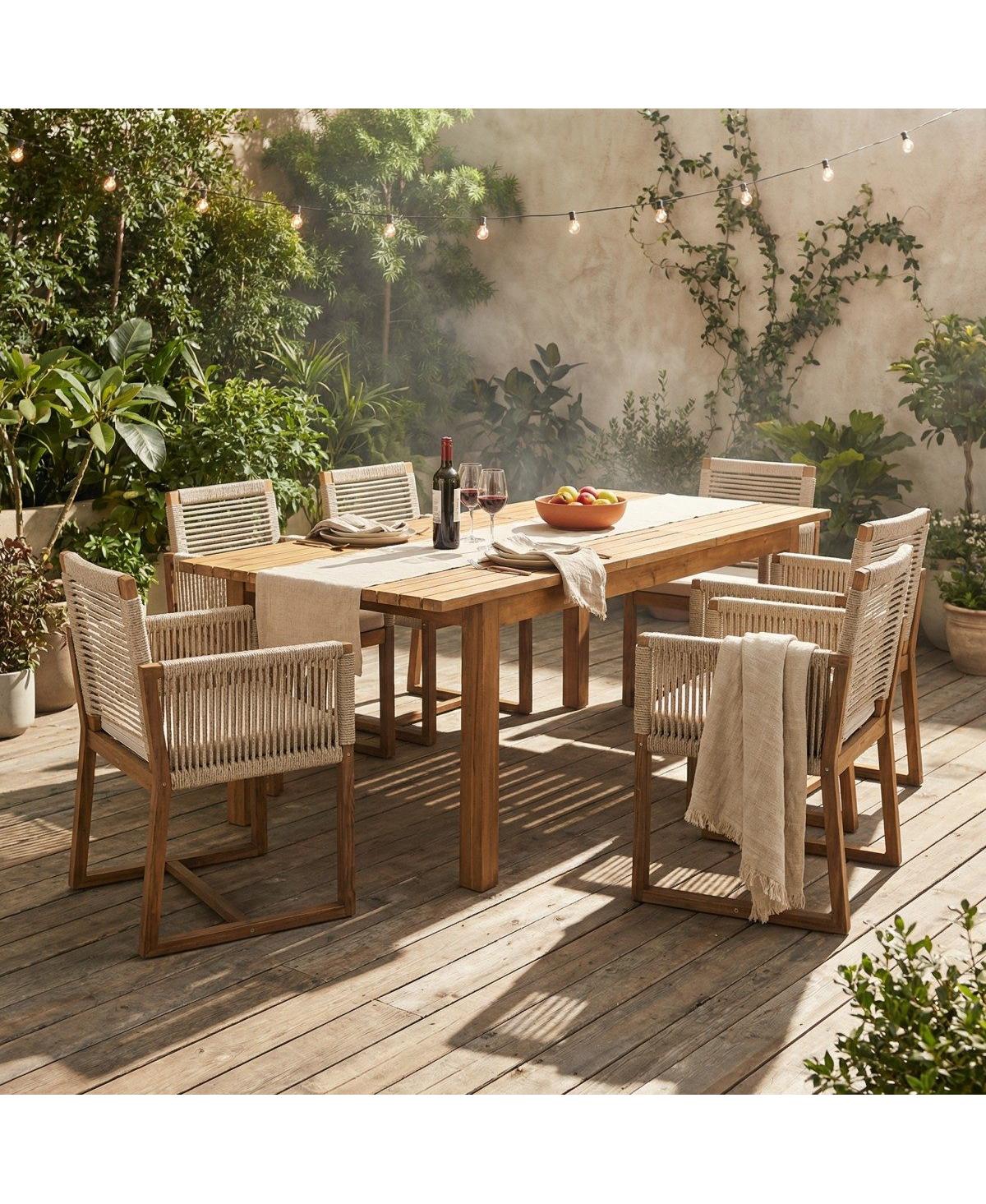 Click here for Asagikoiai 7-Piece Acacia Wood Outdoor Dining Set... prices