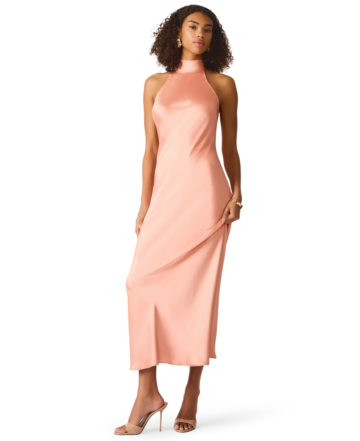 Click here for Steve Madden Womens Lara Satin Maxi Dress - Aprico... prices