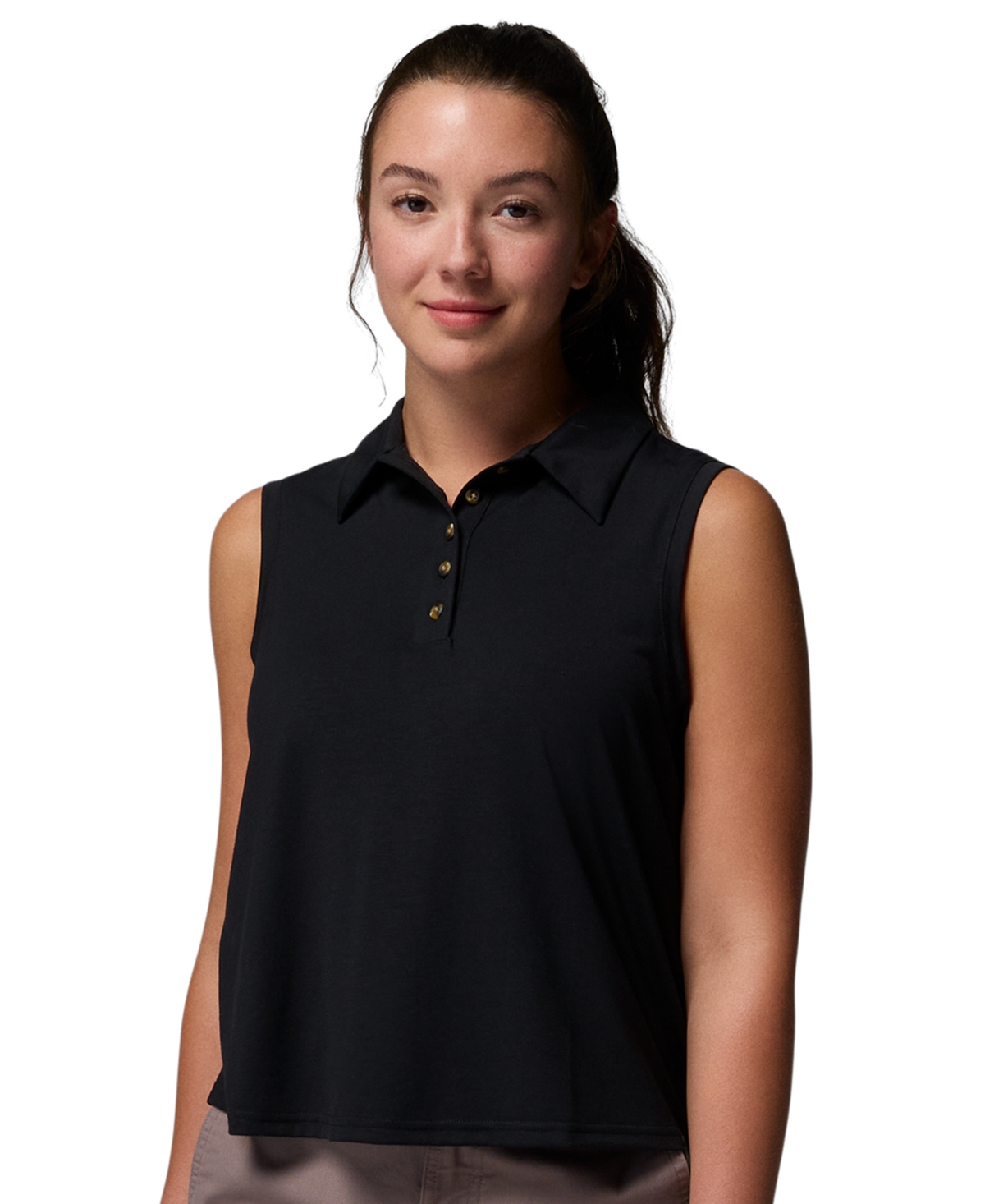 Click here for Columbia Womens Sleeveless Stretch Polo Top - Blac... prices