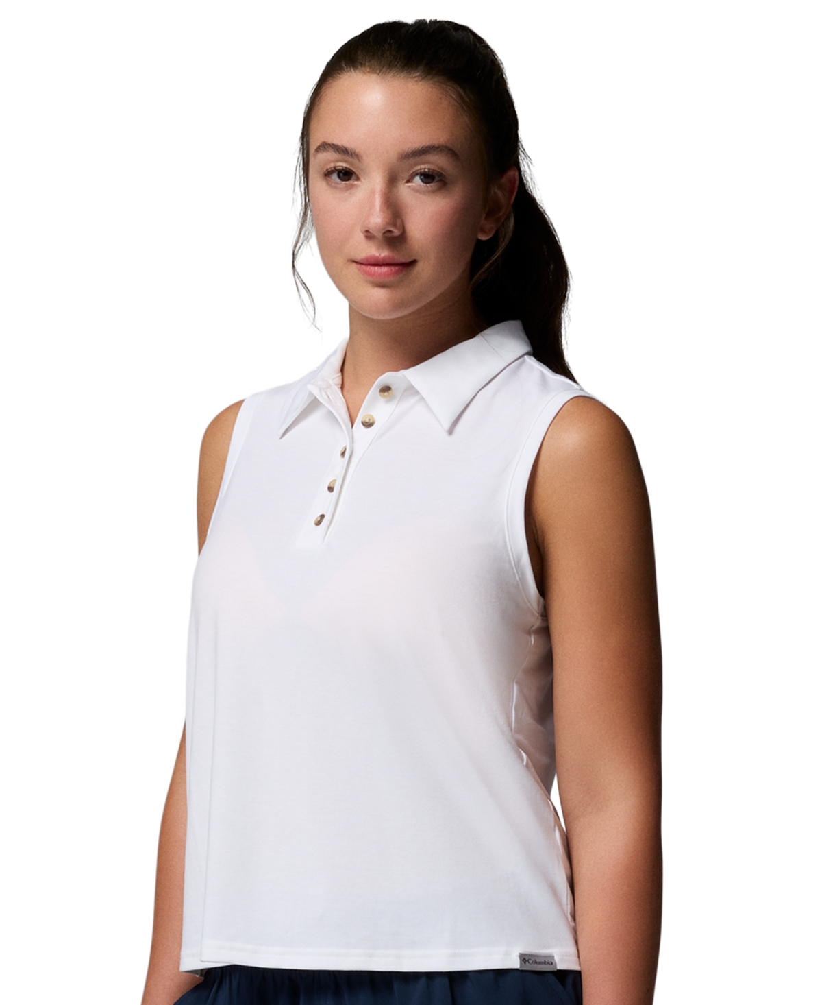 Click here for Columbia Womens Sleeveless Stretch Polo Top - Whit... prices