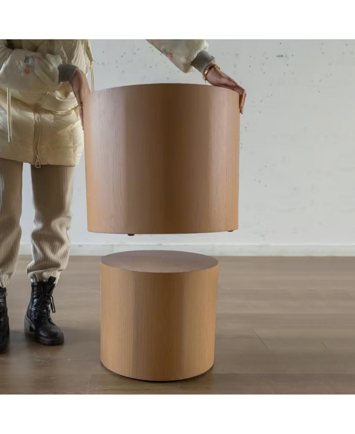 Click here for Flynama Set of 2 Nesting Coffee Tables Round Mdf W... prices