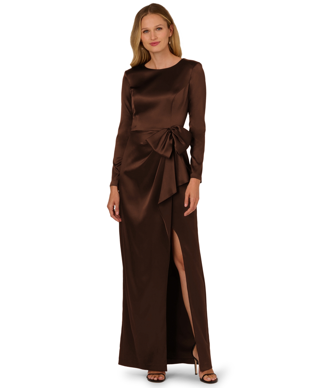 Click here for Adrianna Papell Womens Long-Sleeve Ruffle Bow Boat... prices