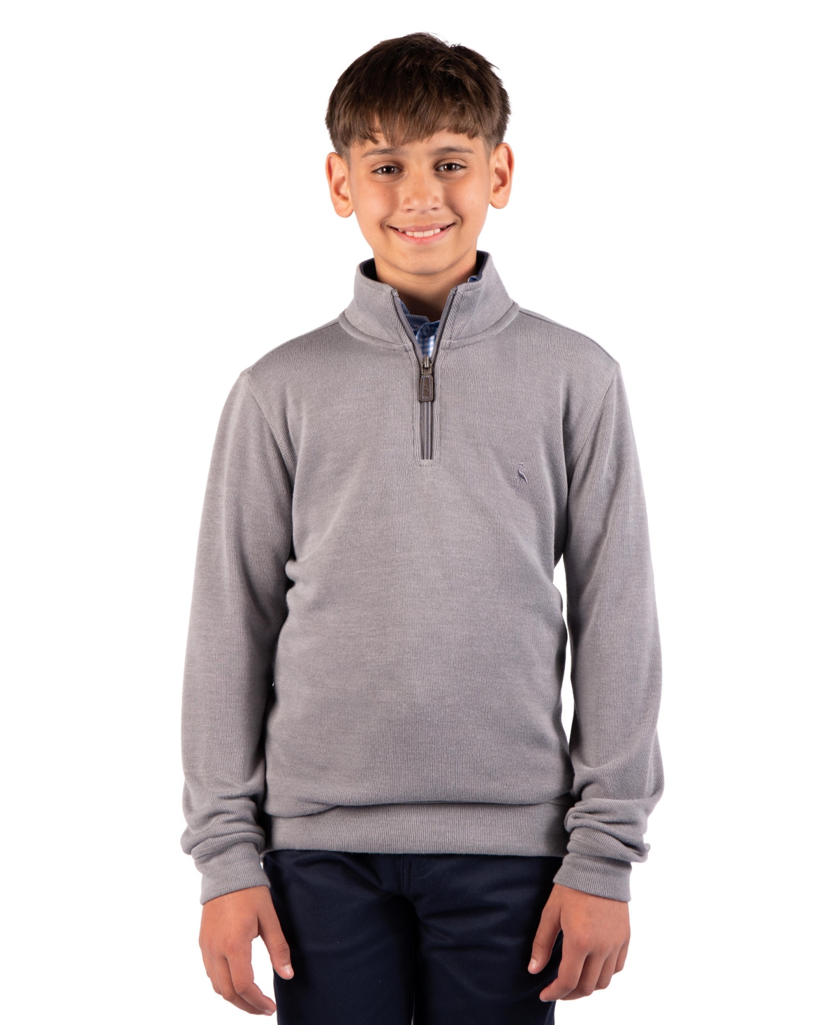 Click here for TailorByrd Boys 8 -20 French Rib Quarter Zip - Gra... prices
