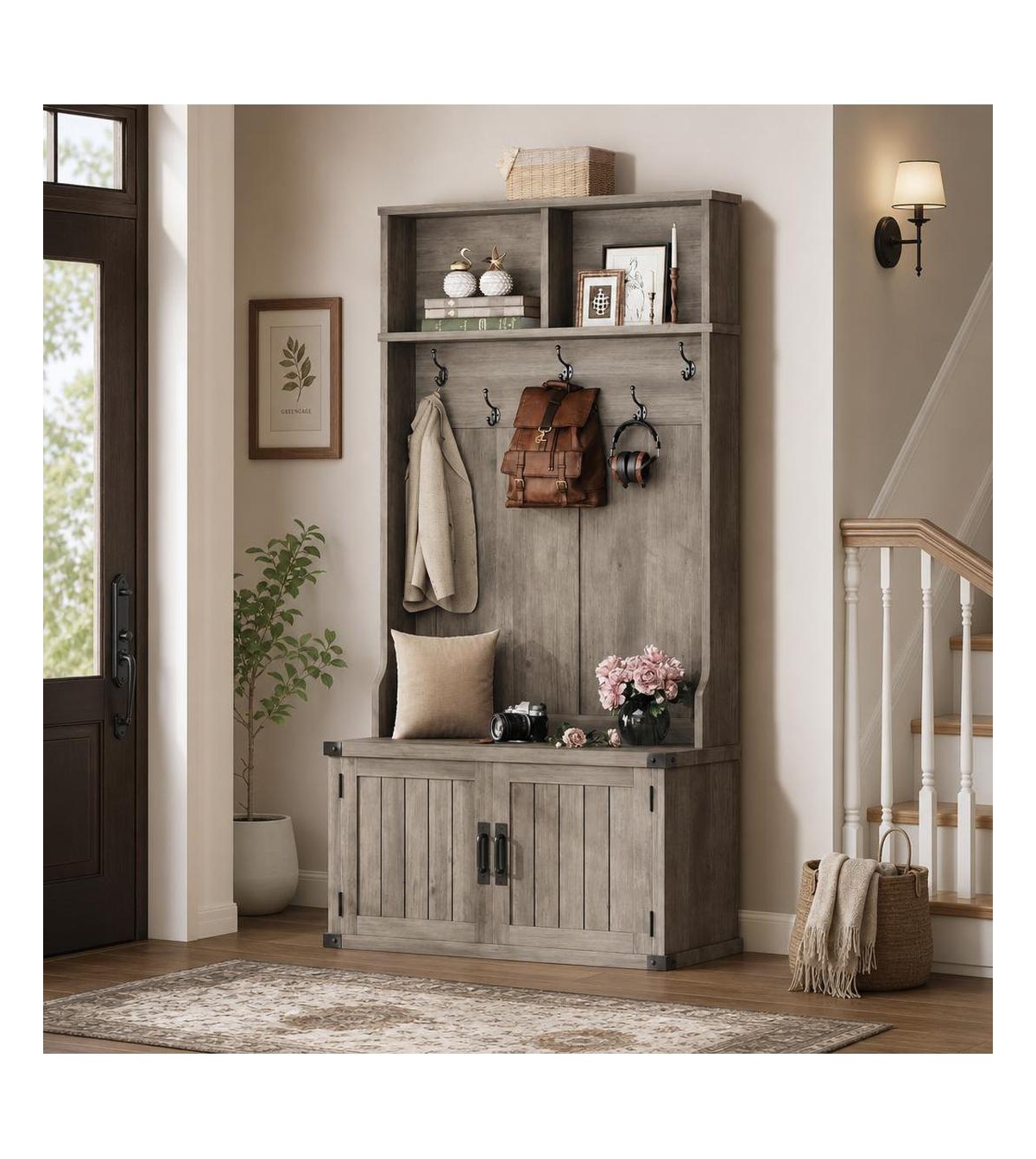 Click here for Extra Large 40 Entryway Hall Tree with Bench and S... prices