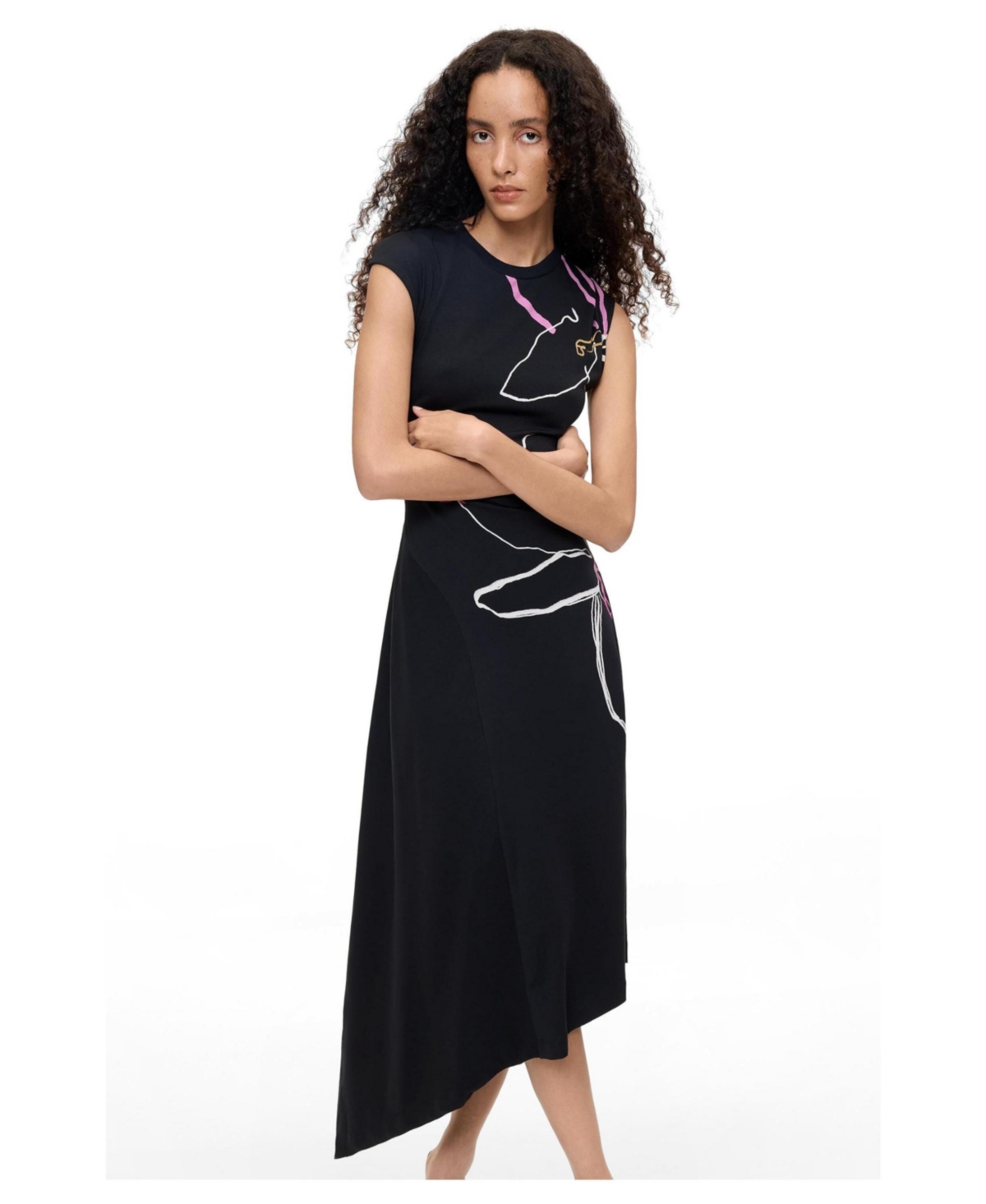 Click here for Desigual Womens Asymmetric Floral Dress - Black prices