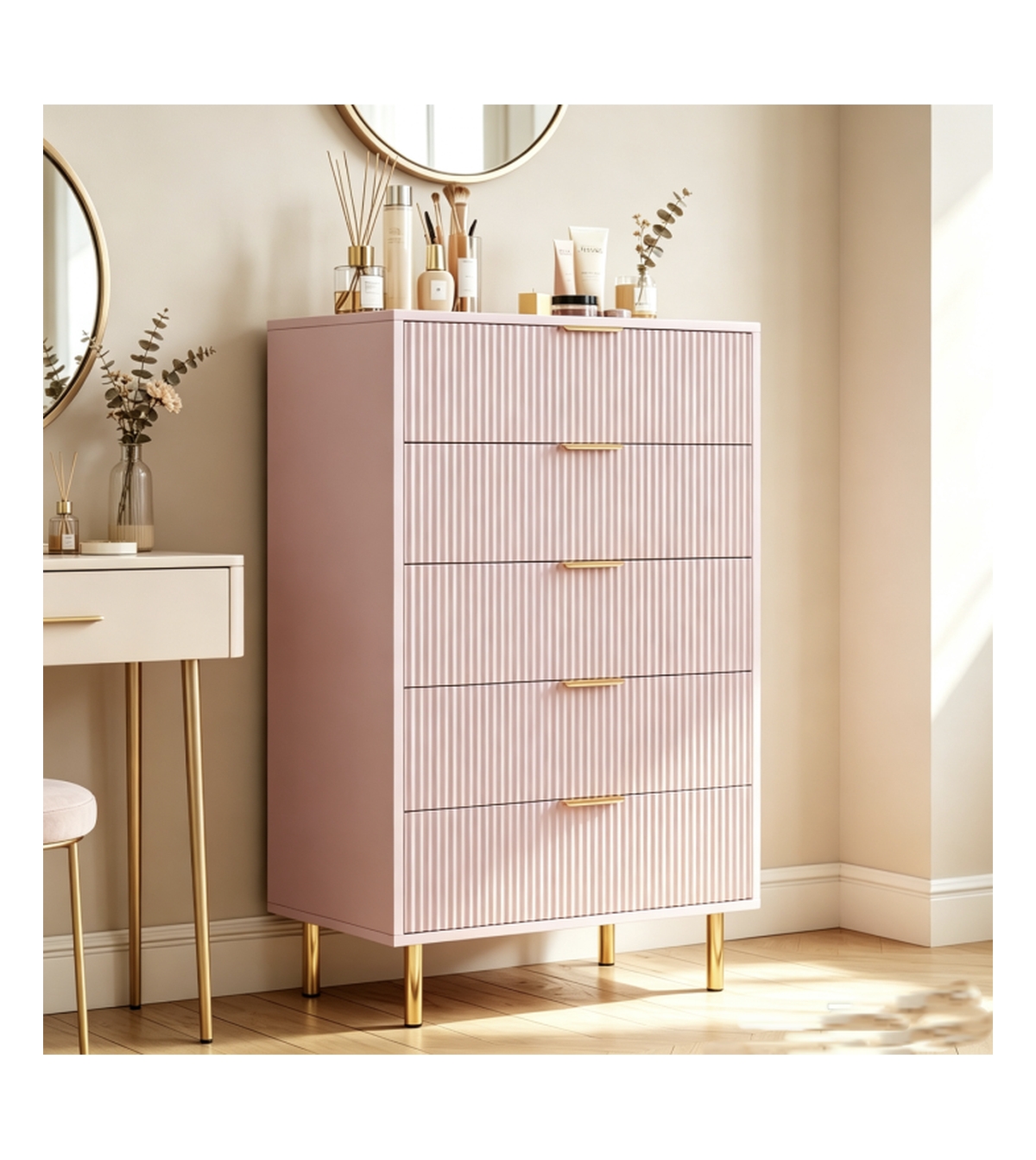Click here for 5 Drawer Dresser  Modern Fluted Chest of Drawers w... prices