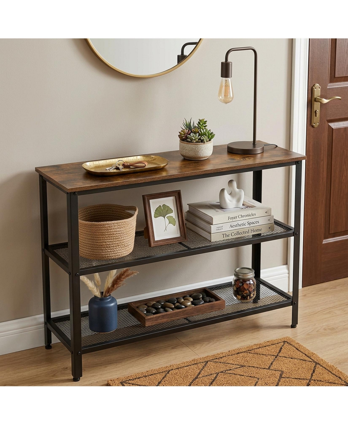 Click here for 40 Industrial 3-Tier Console Table with Mesh Shelv... prices