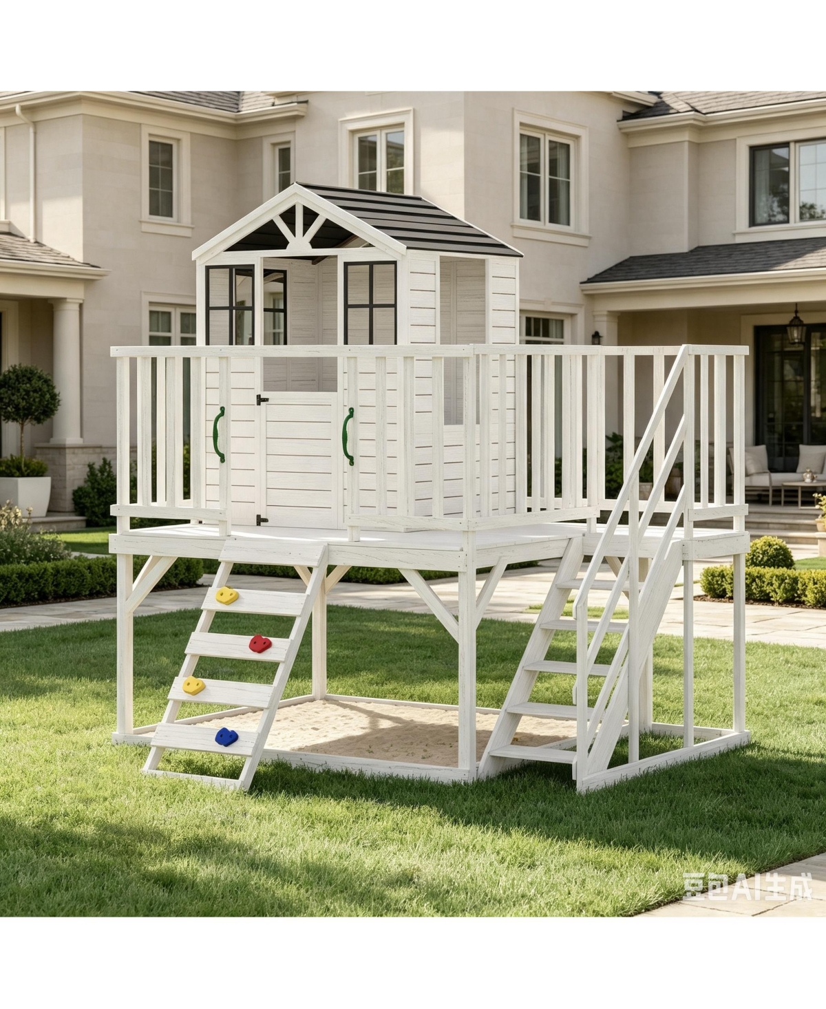 Click here for Kids Wooden Play Castle with Climbing Wall and Sli... prices