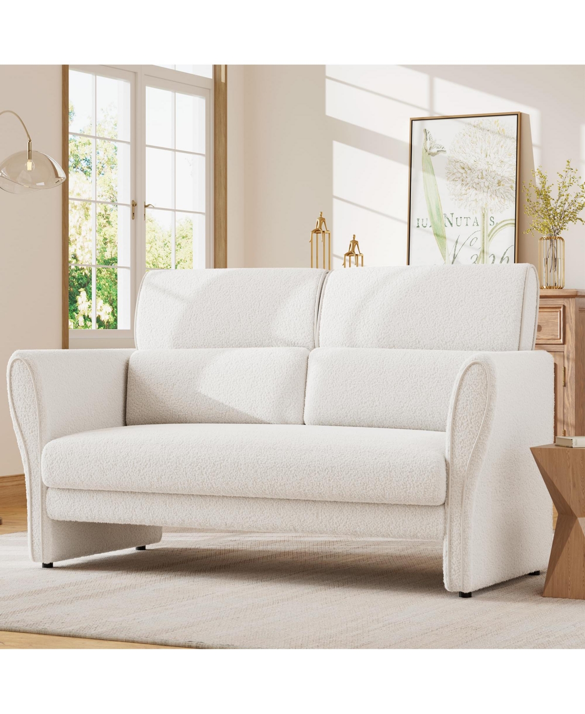 Click here for Modern Deep Seat 2-Seater Sofa  Beige Boucle Sofa... prices