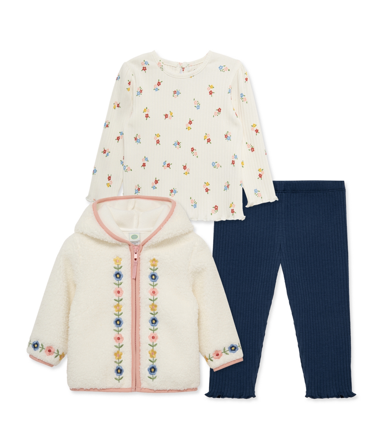Click here for Little Me Baby Girls Sherpa Jacket  Floral Print T... prices