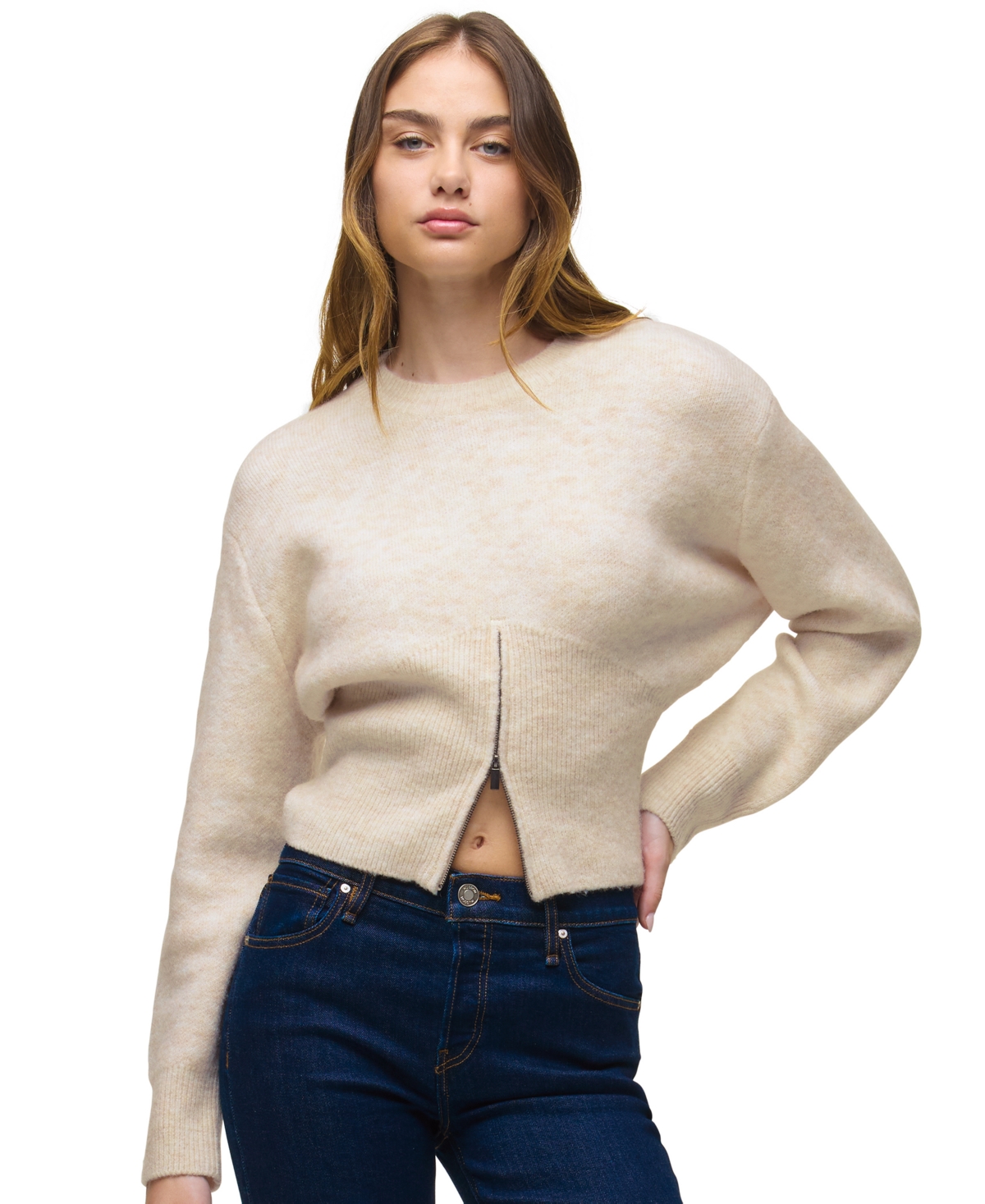 Click here for Hudson Jeans Womens Lizbeth Front-Zip Cropped Swea... prices