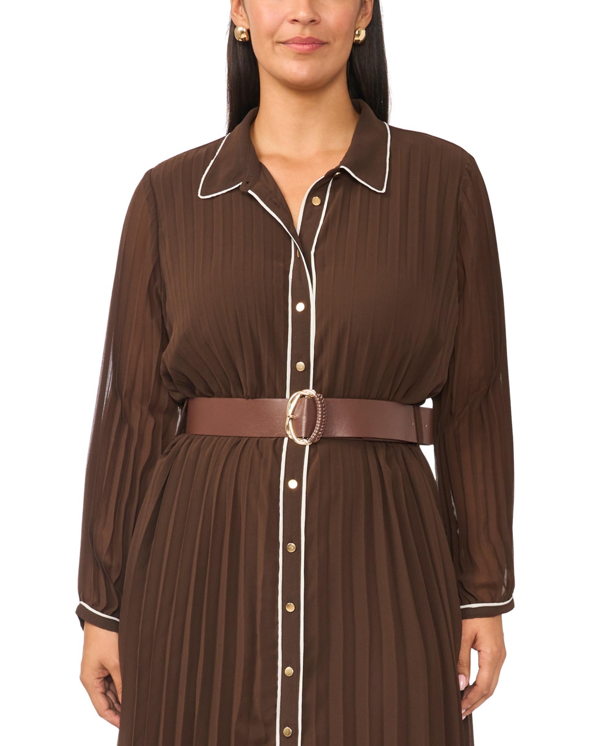 Click here for Vince Camuto Plus Size Pleated Button-Up Long Slee... prices