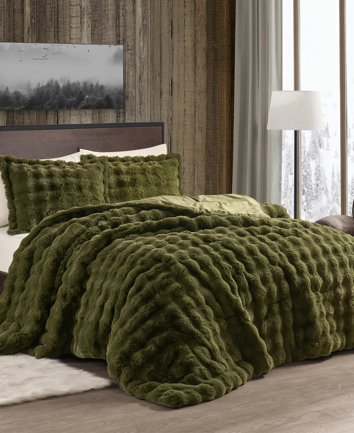 Click here for Alpine Cabin Bubble Faux Fur 3-Piece Comforter Set... prices