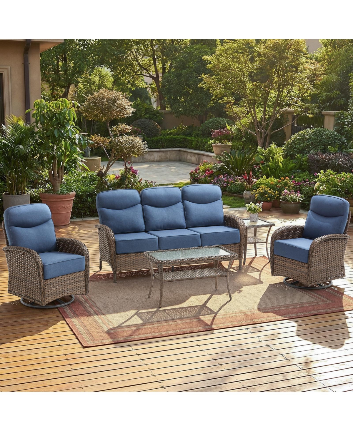 Click here for Bellefurn 5-Piece Outdoor Garden Wicker Crescent H... prices