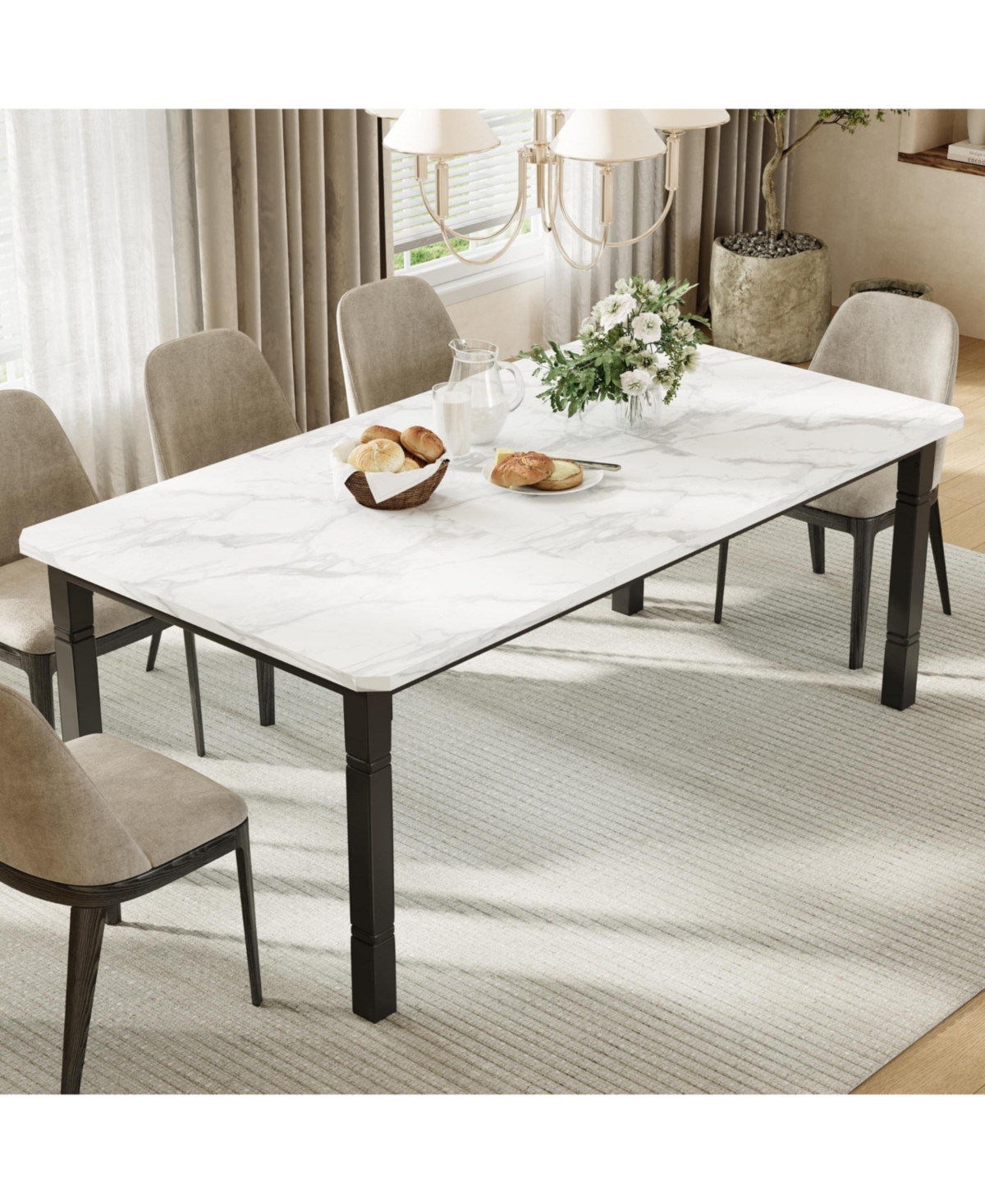 Click here for homfan Dining Table for 6-8 People  71 Inch Rectan... prices