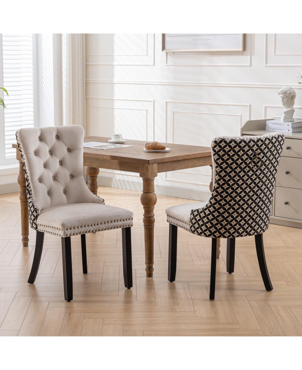 Click here for Flynama Set of 2 Patterned Velvet Dining Chairs  S... prices