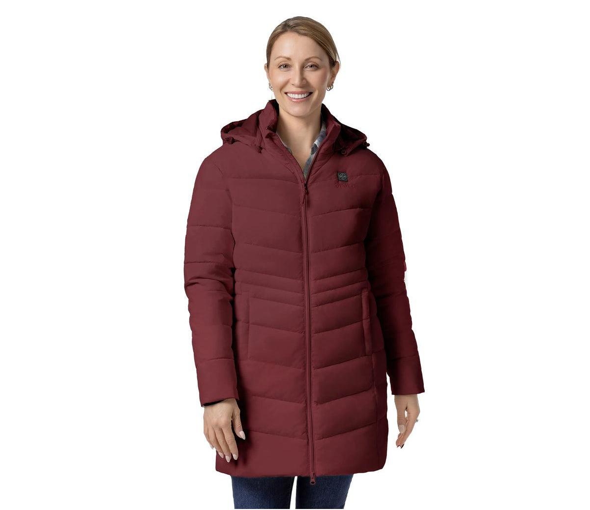 Click here for ororo Womens Heated Puffer Hooded Jacket - Dark re... prices