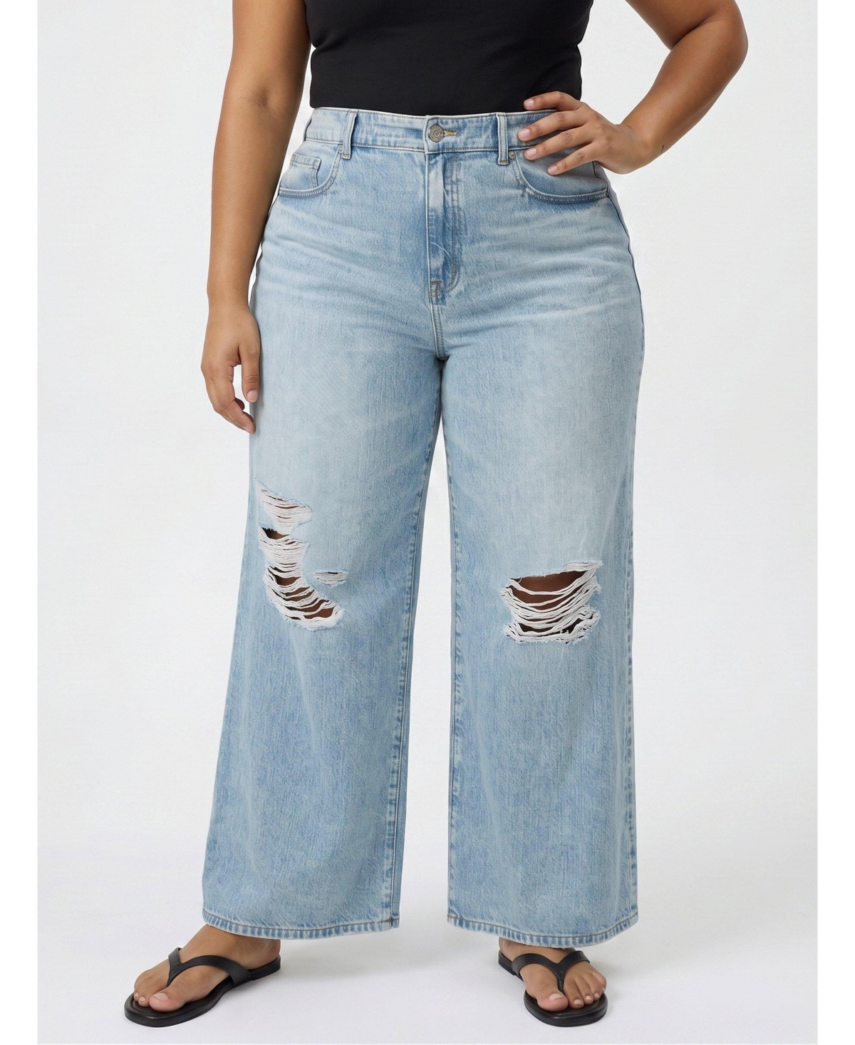 Click here for Torrid Womens Plus Size High-Rise Baggy Wide-Leg J... prices