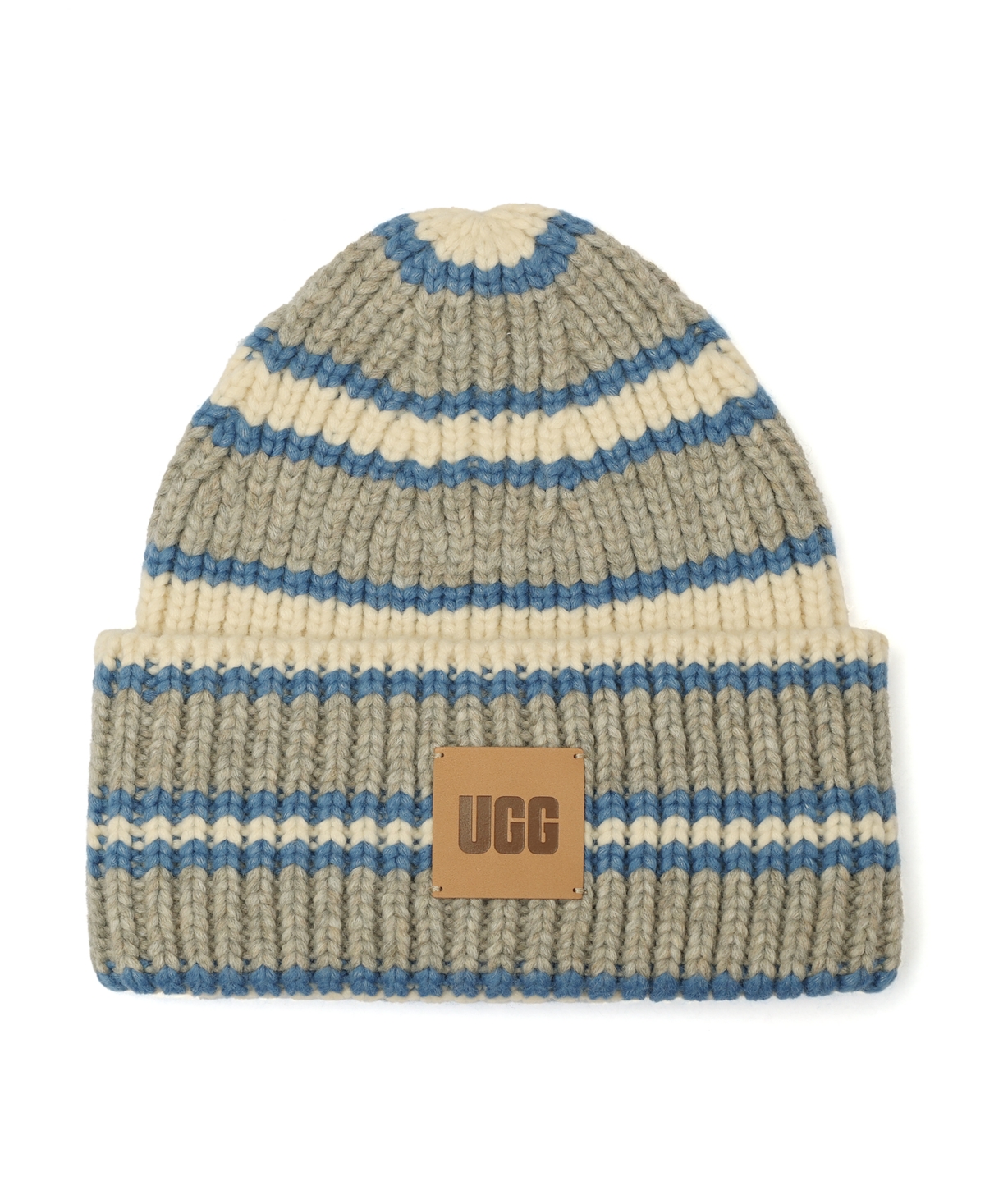 Click here for Ugg Chunky Rib Stripe Beanie - Turaco Blue Multi S... prices