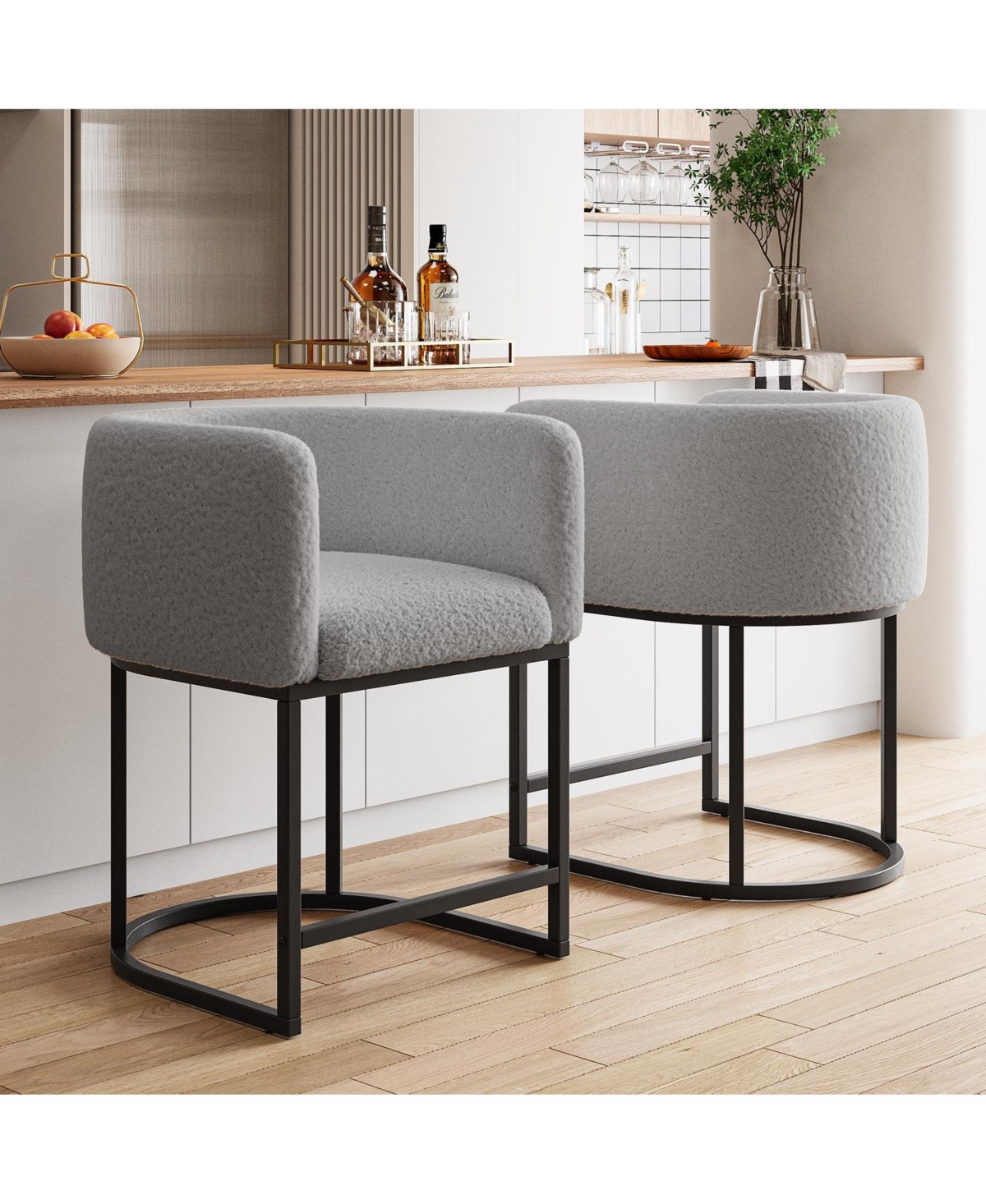 Click here for homfan Bar Stools Set of 2 â Modern Lambswool Up... prices