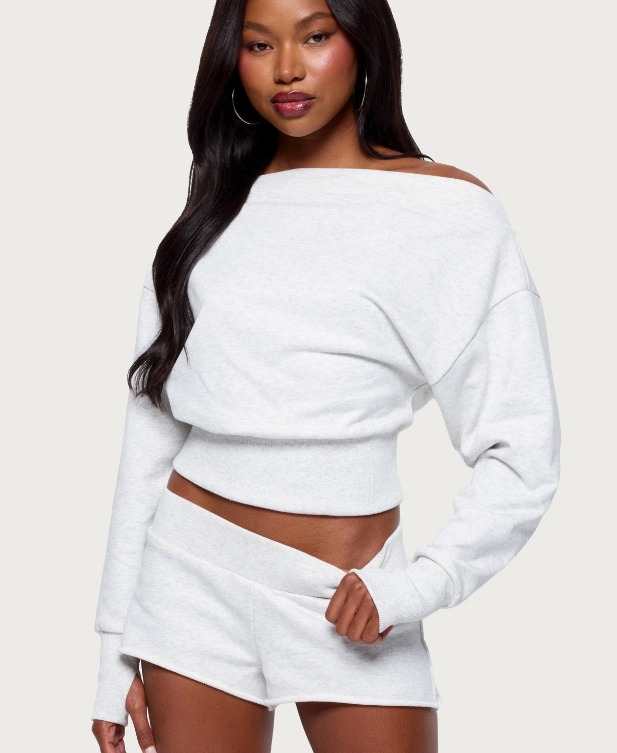 Click here for Edikted Womens Hennie Off Shoulder Sweatshirt - Li... prices