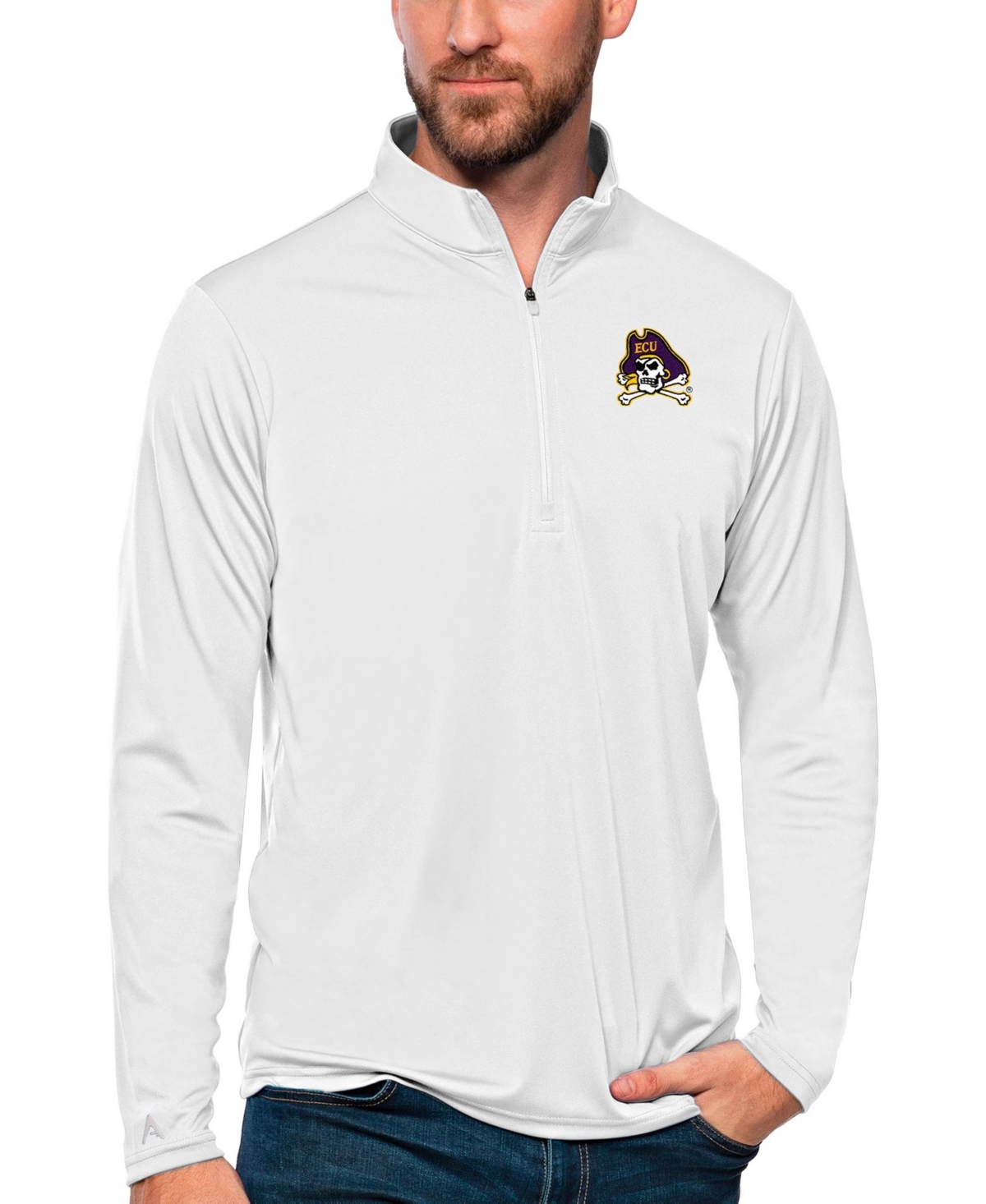 Click here for Antigua Mens White Ecu Pirates Tribute Quarter-Zip... prices
