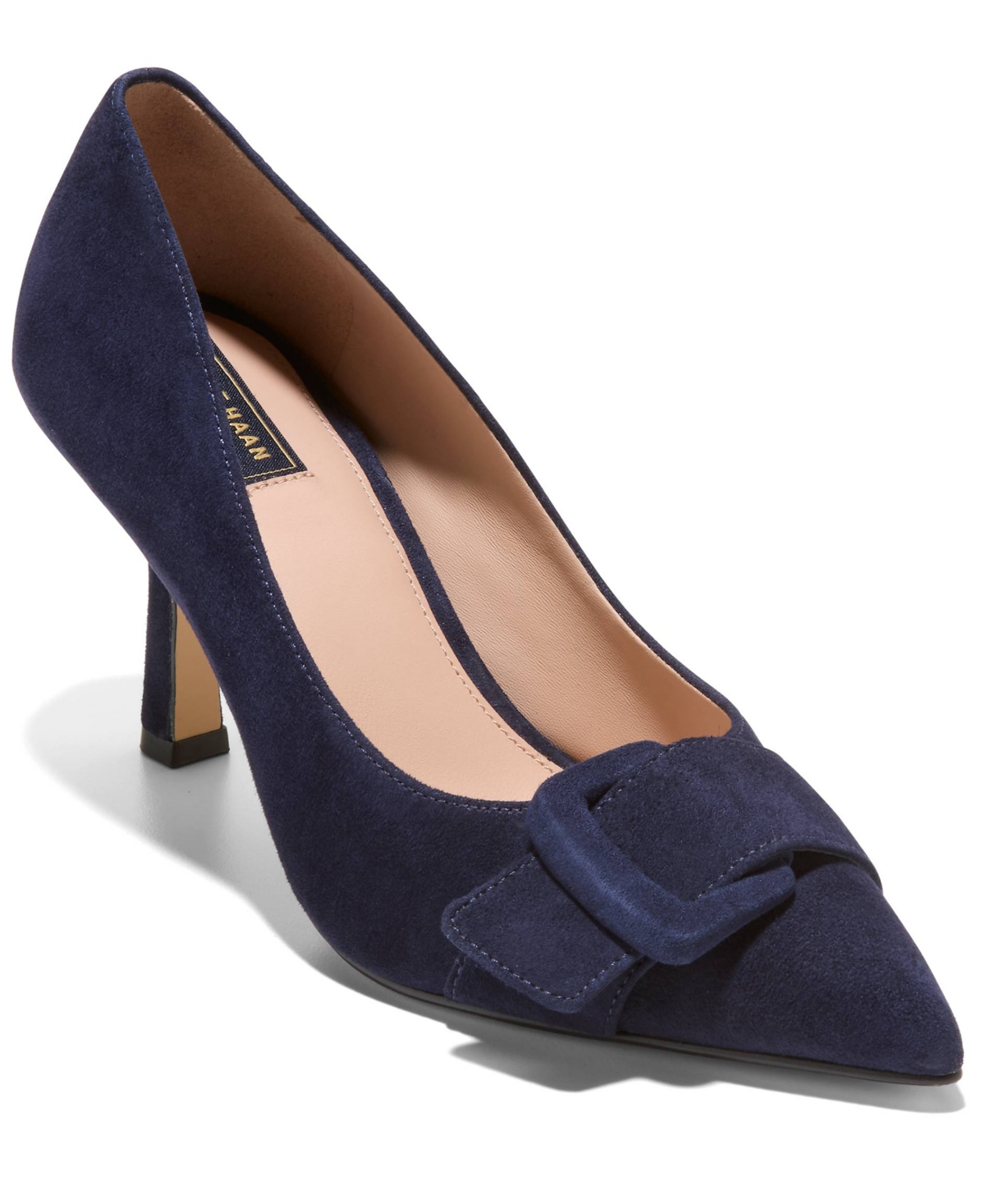 Cole Haan Womens Fidela Buckle Pointed Toe Pumps - Midnight Moon Suede