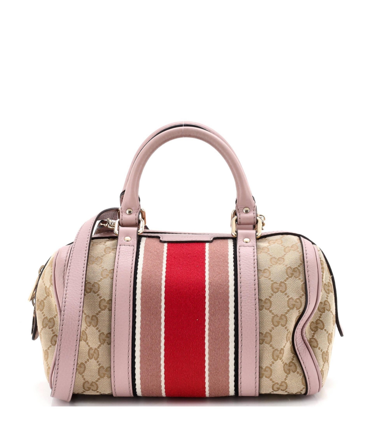 Click here for Pre-Owned Gucci Small Vintage Web Boston Bag Gg Ca... prices