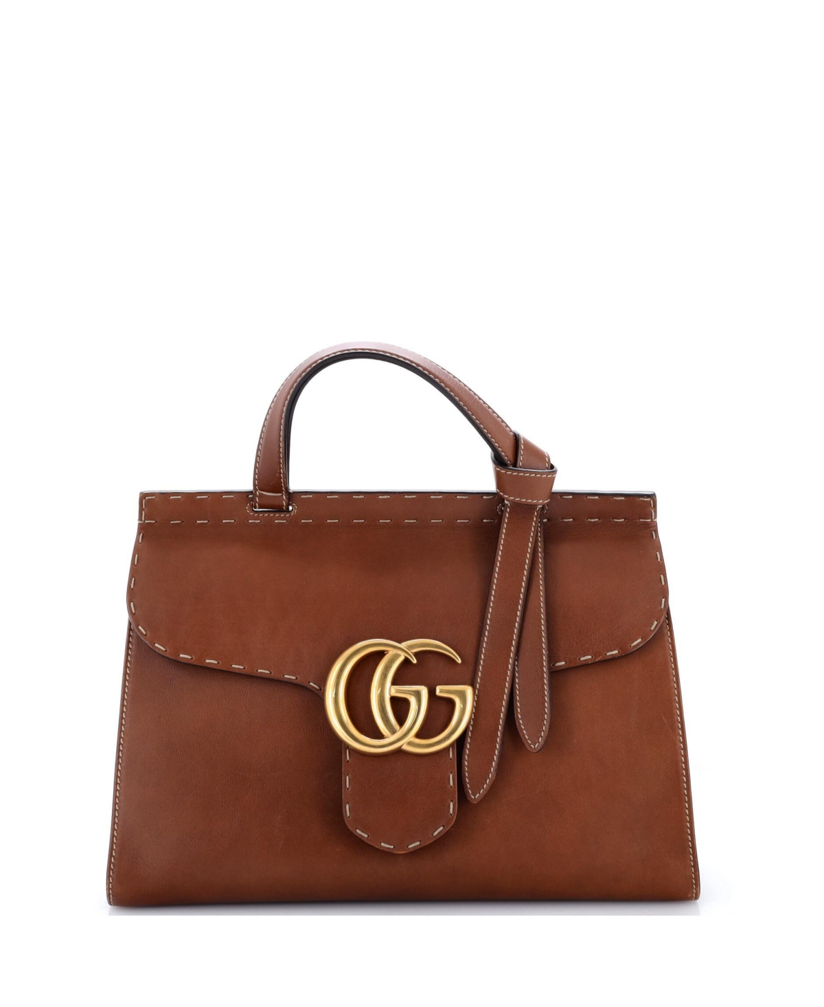Click here for Pre-Owned Gucci Small Gg Marmont Top Handle Bag Le... prices