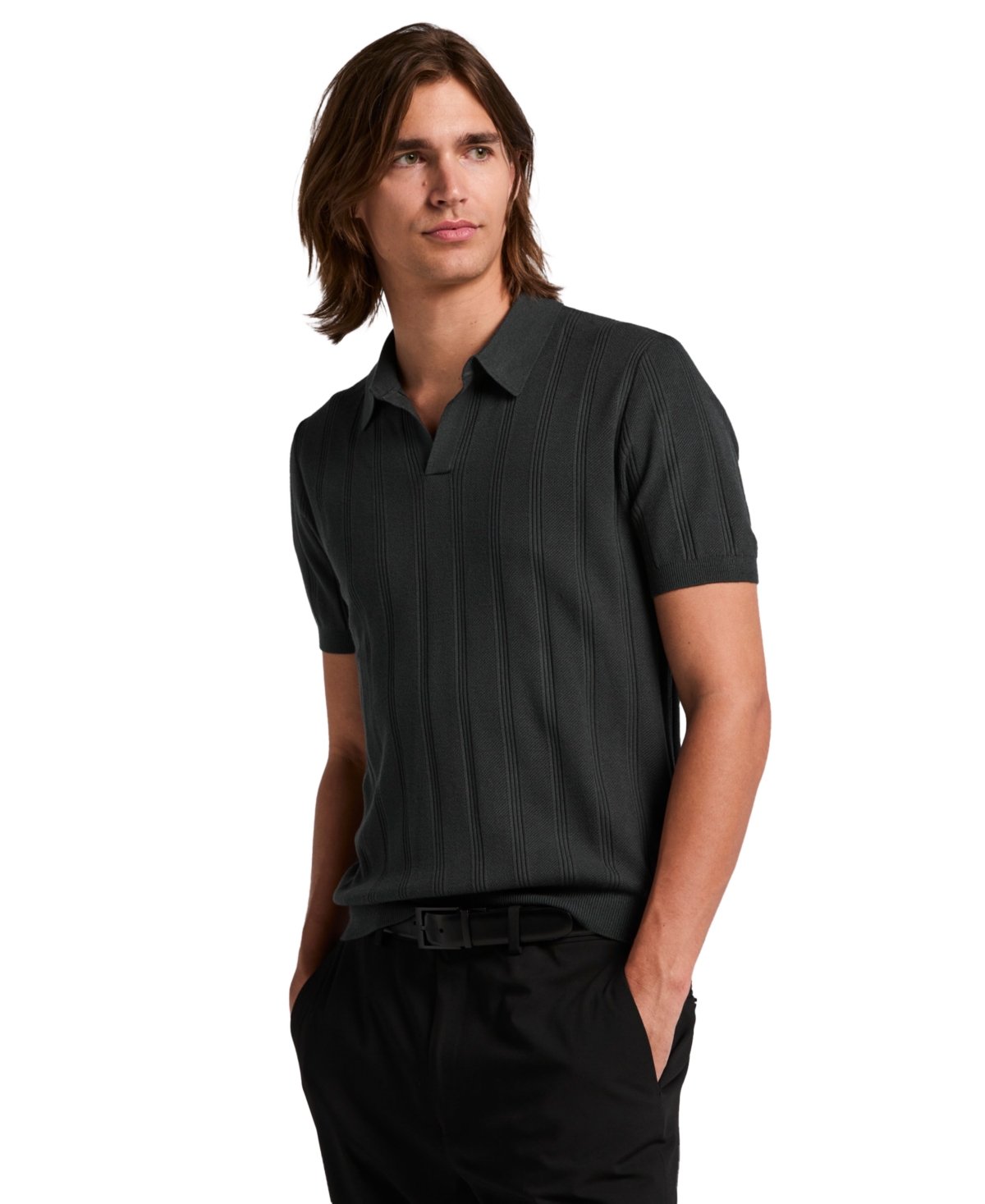 Click here for Perry Ellis Mens Johnny Collar Stripe Polo Shirt -... prices