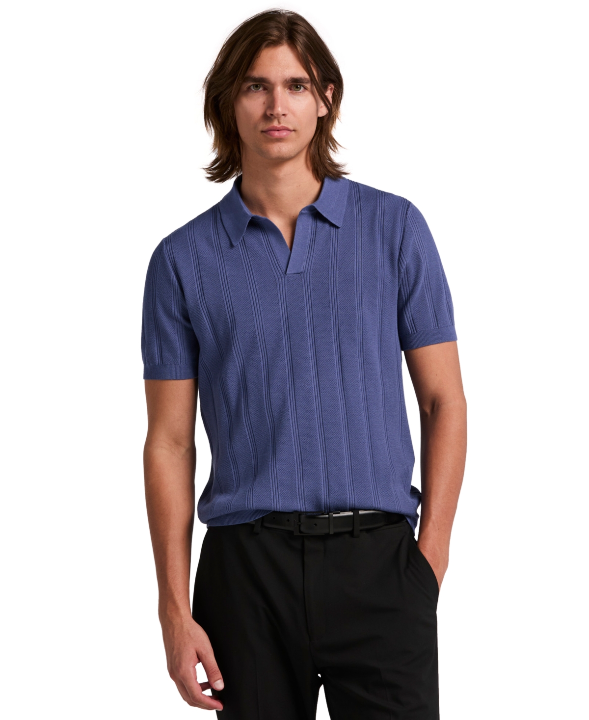 Click here for Perry Ellis Mens Johnny Collar Stripe Polo Shirt -... prices
