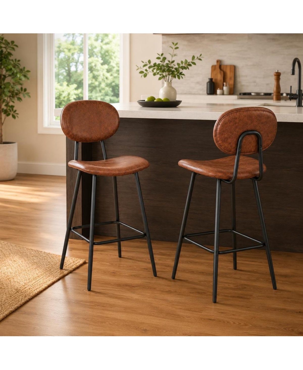 Click here for Set of 2 Bar Stools 43 Counter Height Faux Leather... prices
