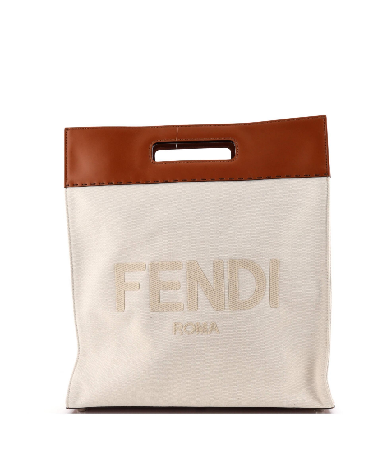 Click here for Pre-Owned Fendi North South Logo Cutout Handle Sho... prices
