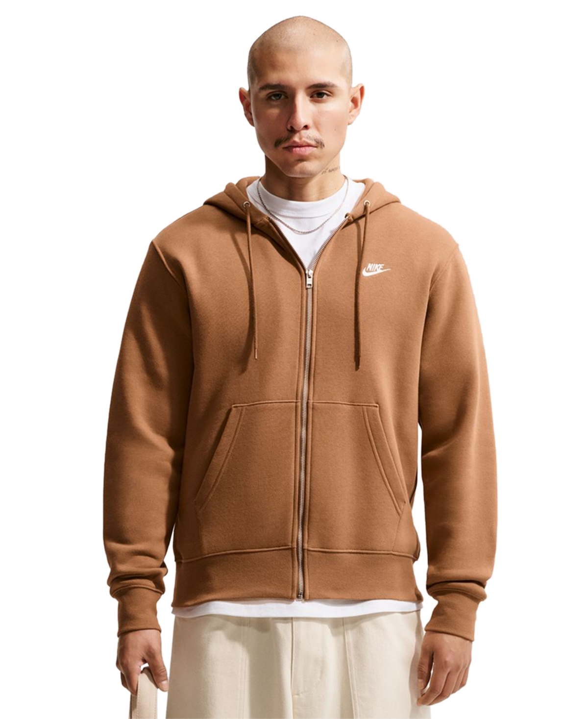 Click here for Nike Mens Full-Zip Fleece Hoodie - Ale Brown/White prices