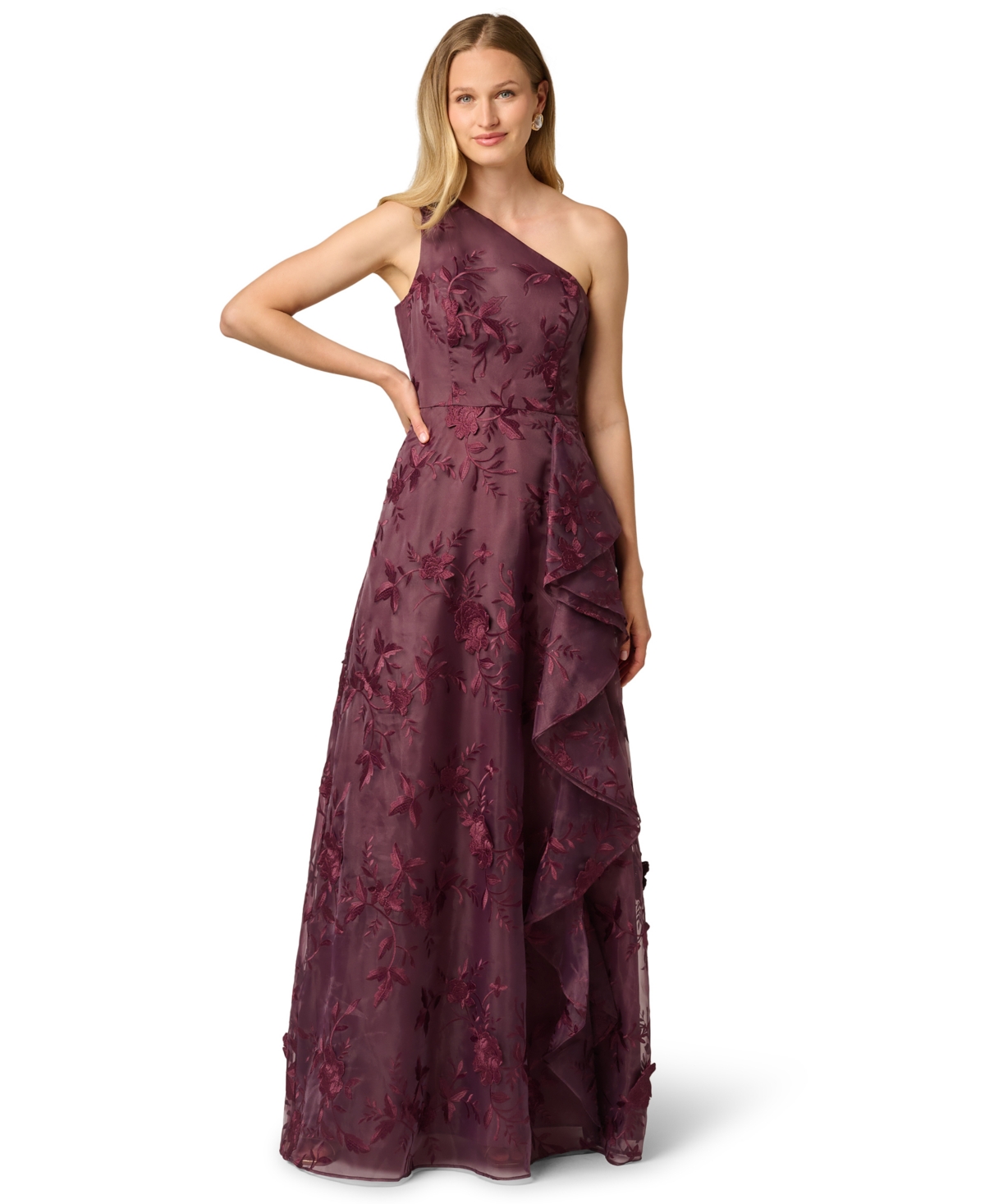 Click here for Adrianna Papell Womens Petite One-Shoulder Floral-... prices