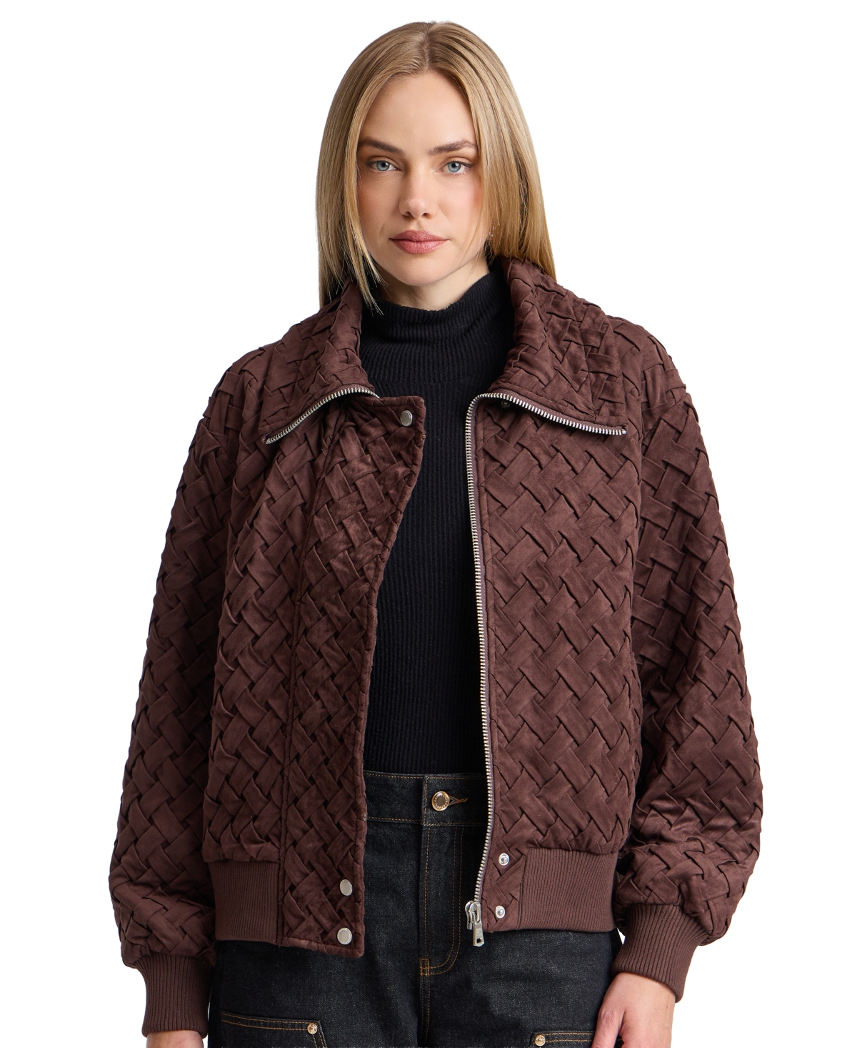 Click here for Avec Les Filles Womens Oversized Basketweave Faux... prices