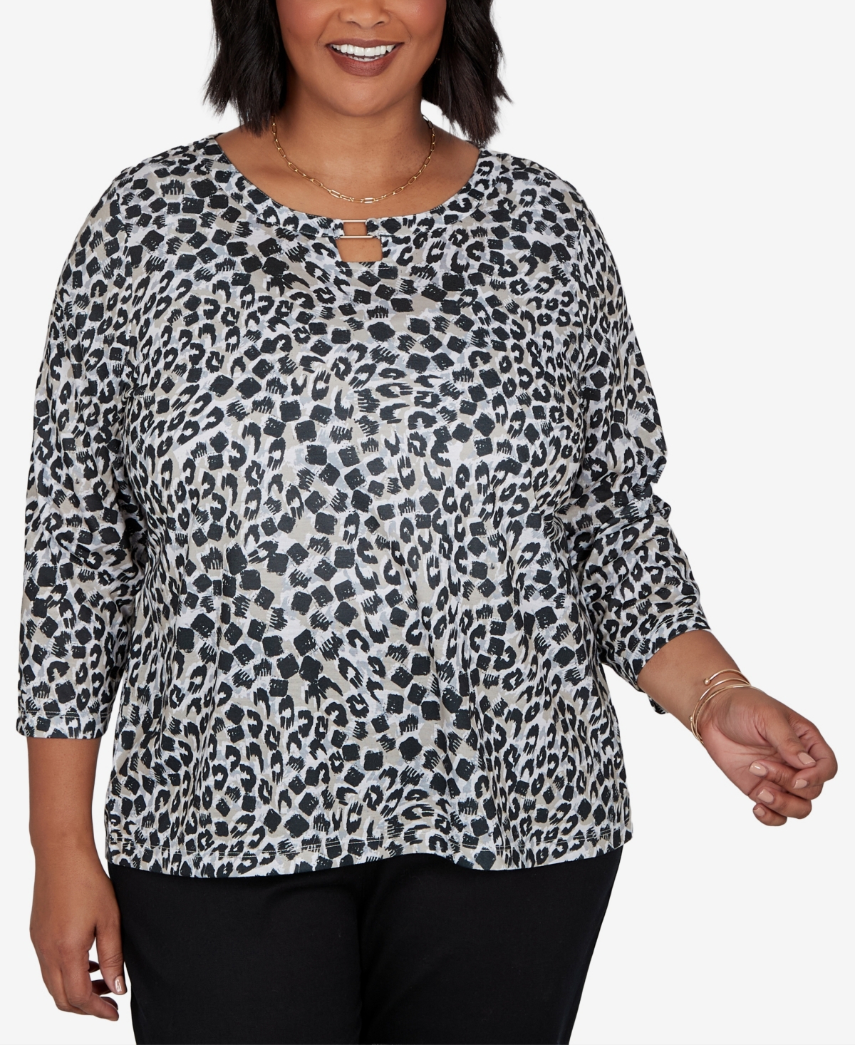 Click here for Hearts Of Palm Plus Size Animal-Print 3/4-Sleeve B... prices
