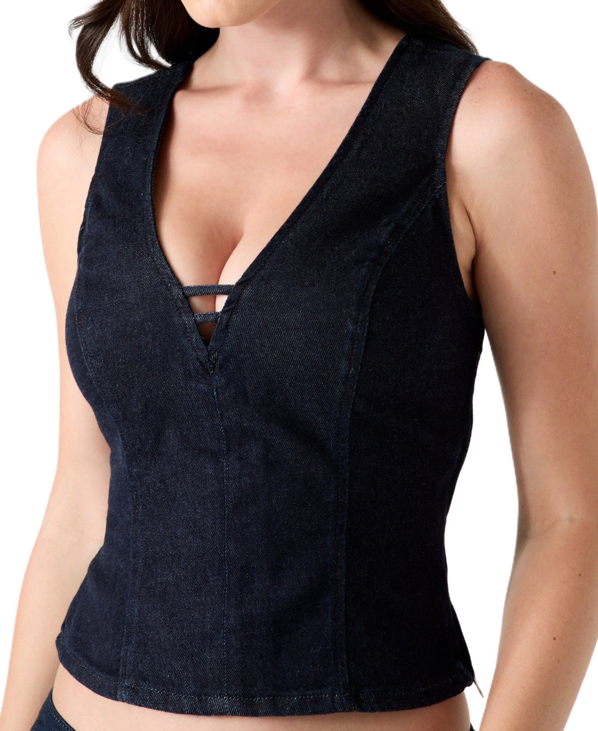 Click here for Guess Womens Briley Plunging V-Neck Cropped Sleeve... prices