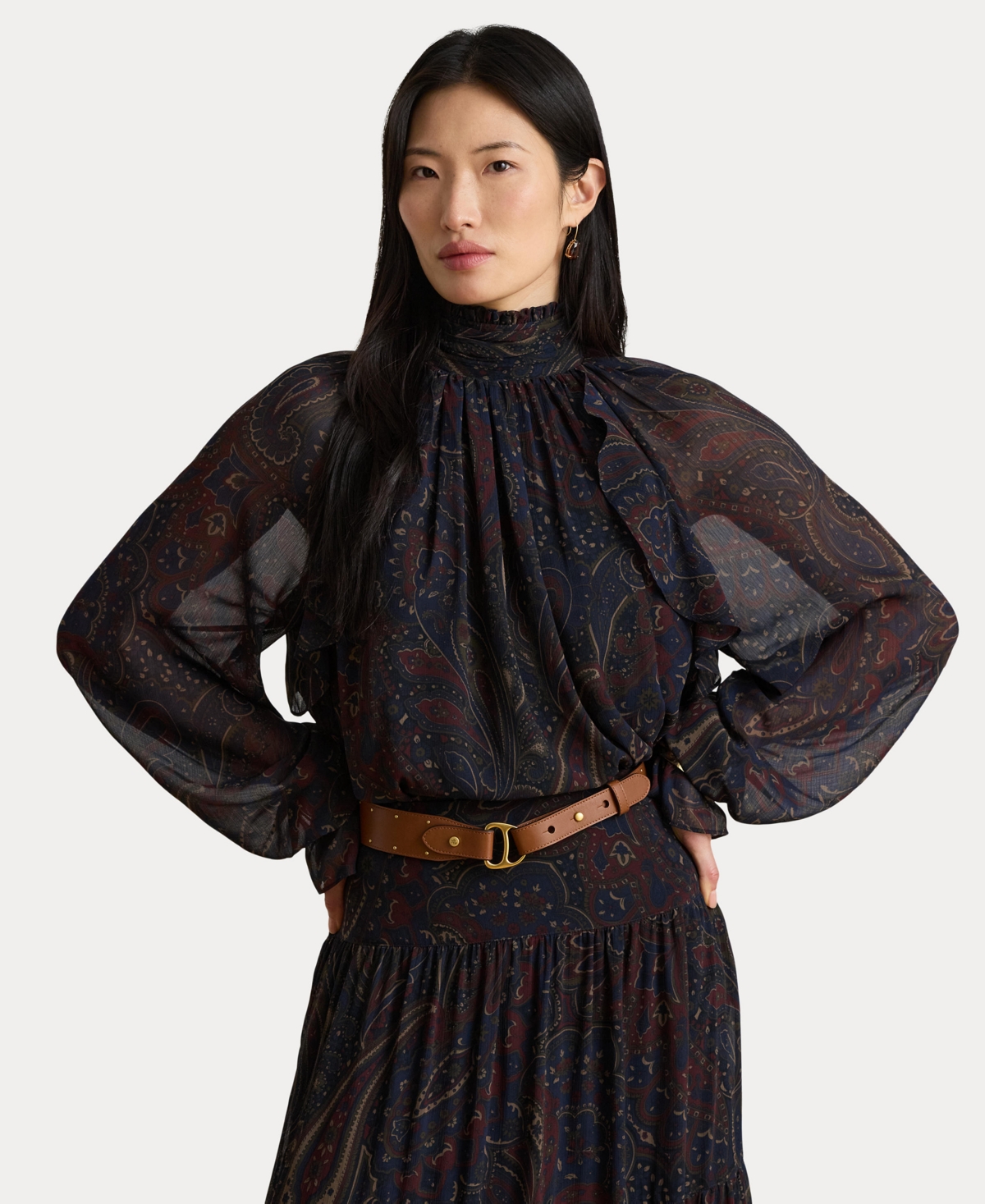 Click here for Lauren Ralph Lauren Womens Long-Sleeve Paisley-Pri... prices