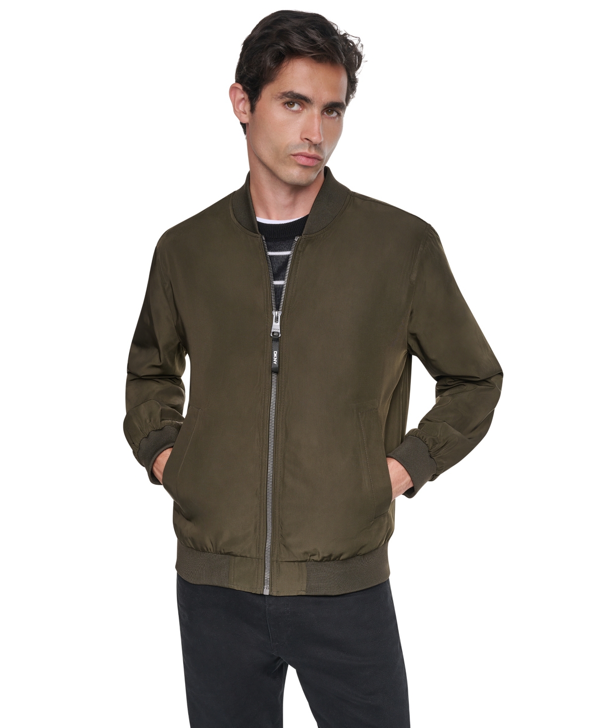 Click here for Dkny Mens Twill Bomber Jacket - Olive prices