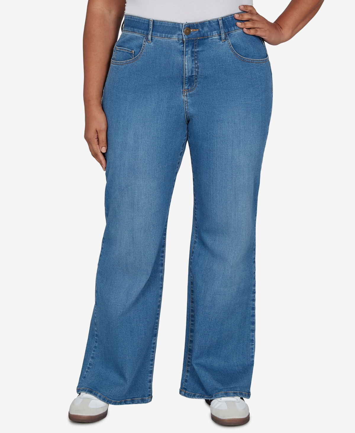 Click here for Ruby Rd. Plus Size Flare Mid-Rise Jeans - Light In... prices